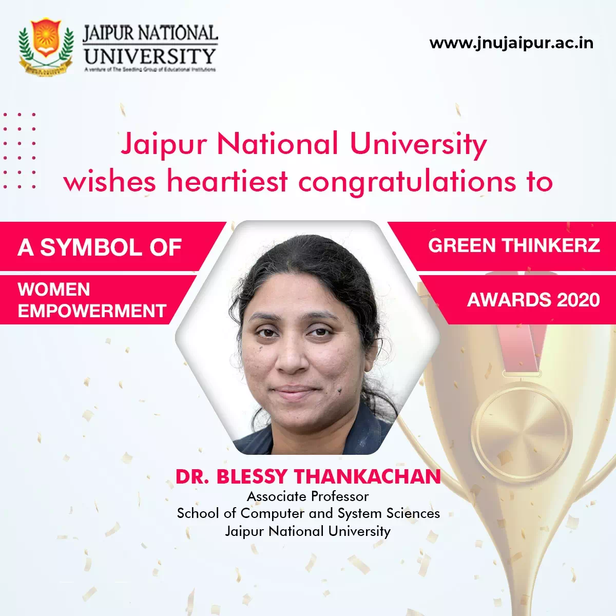 Wishes Heartiest Congratulations to Dr. Blessy Thankachan | Academic ...